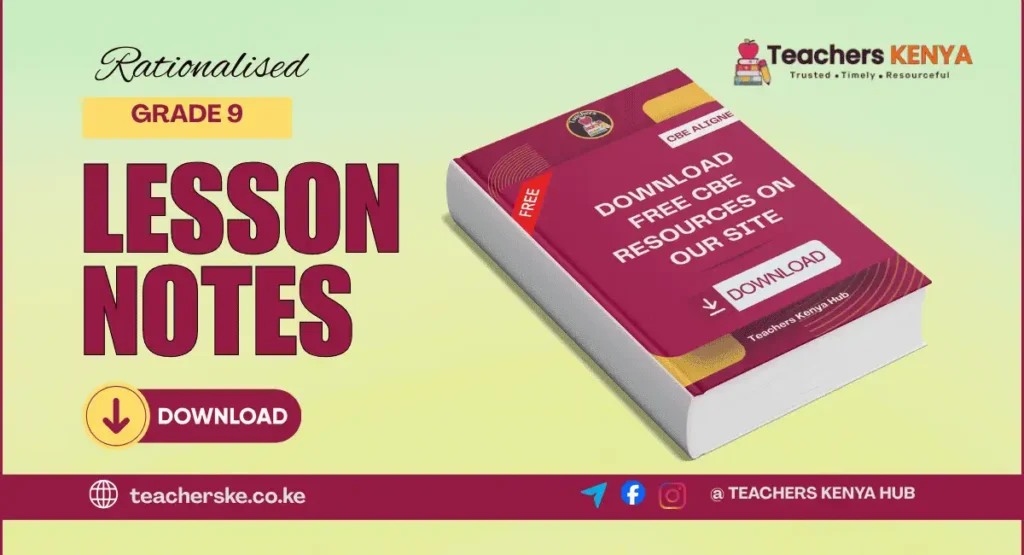 Rationalized Grade 9 CBE Lesson Notes – 2026 Free PDFs